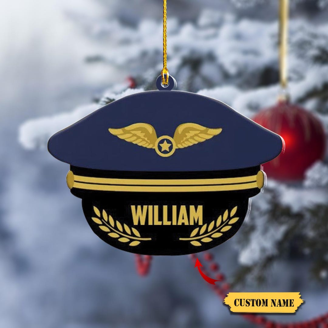 Captain Pilot Hat Custom Shaped Acrylic Ornament 2D for Pilot, Pilot ...