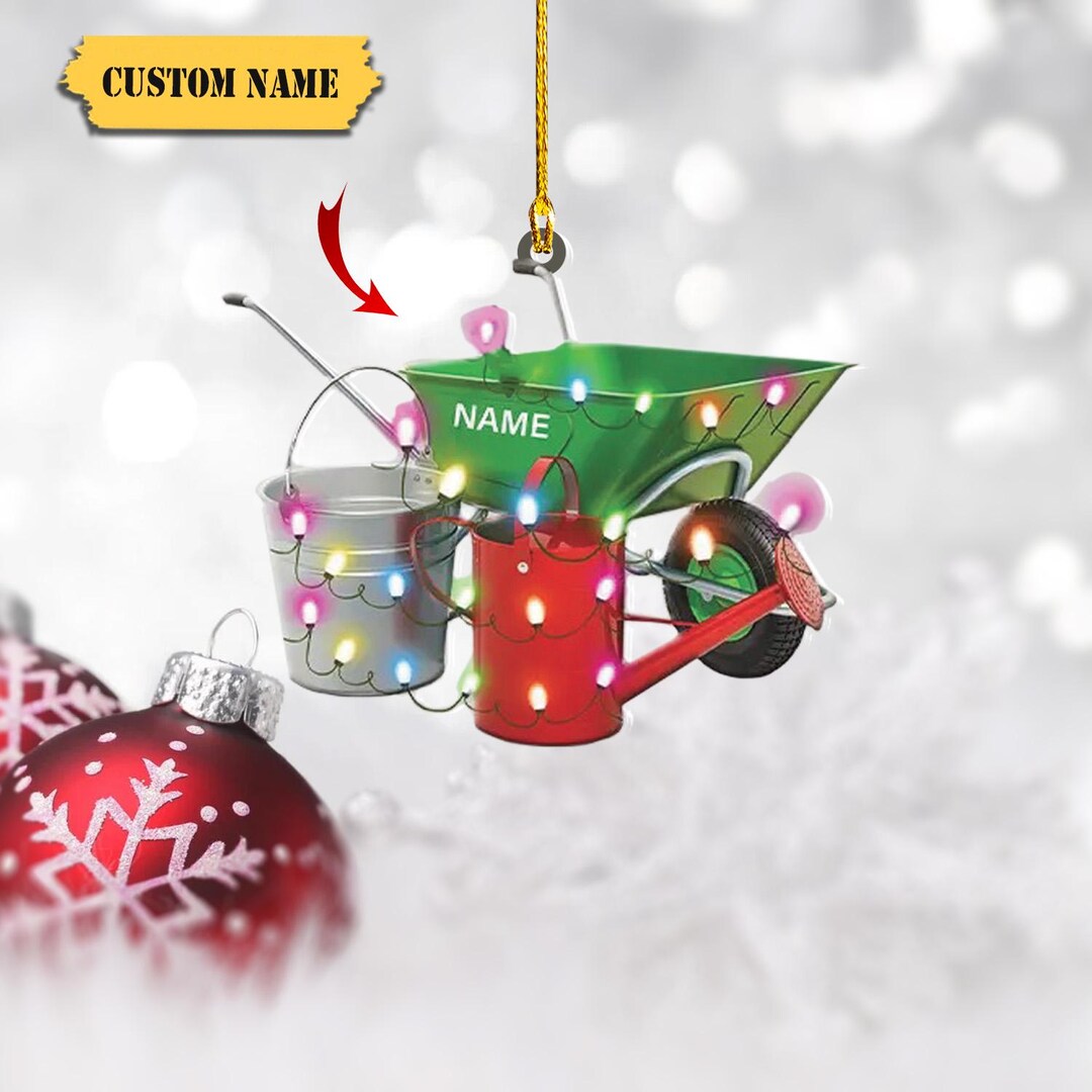 Personalized Wheelbarrow Ornament, Gardening Christmas Ornament 2D ...