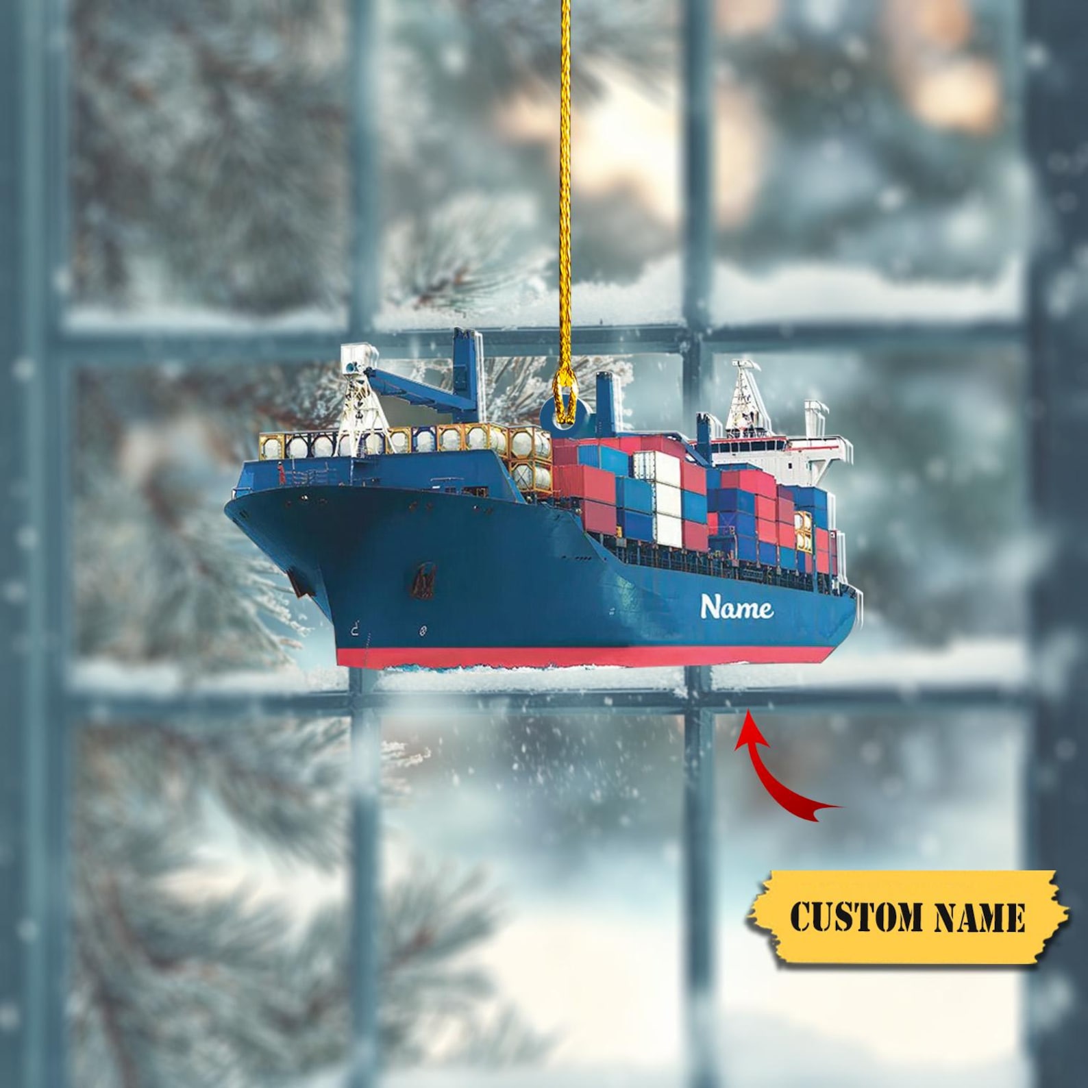 Personalized Cargo Ship Ornament 2D, Xmas Cargo Ship Ornament, Custom ...
