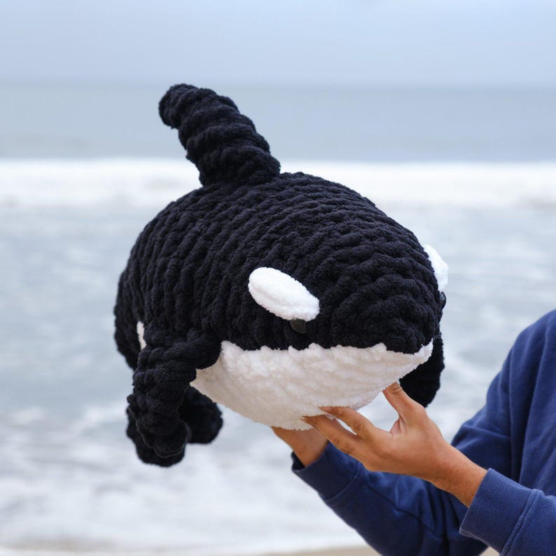 Crochet Orca Plushie Giant Hand-knit Soft Huggable Killer Whale Large ...