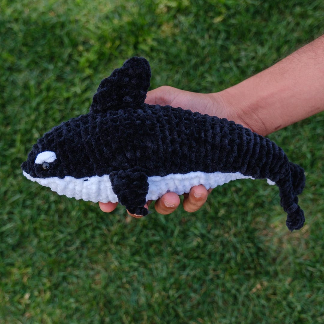 Transient Orca Crochet Plush Handmade Knit Killer Whale Amigurumi, Soft ...