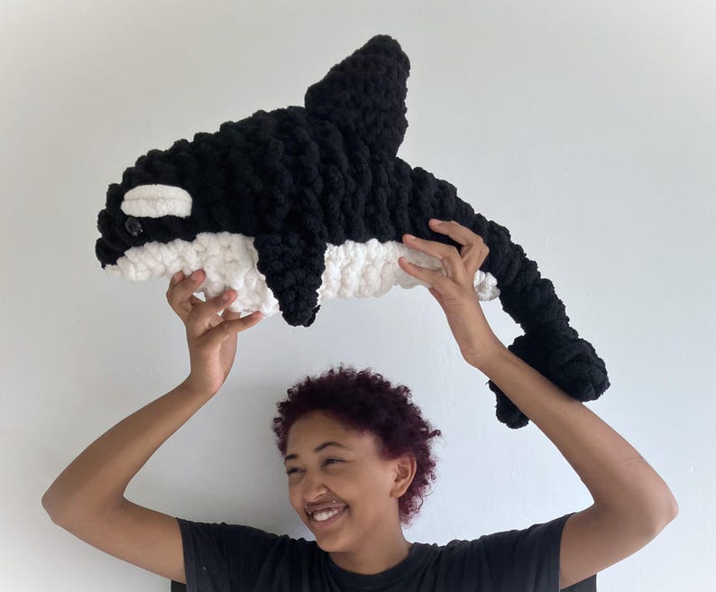 Giant Orca Plushie Hand-knit/crochet Amigurumi Killer Whale Stuffed ...