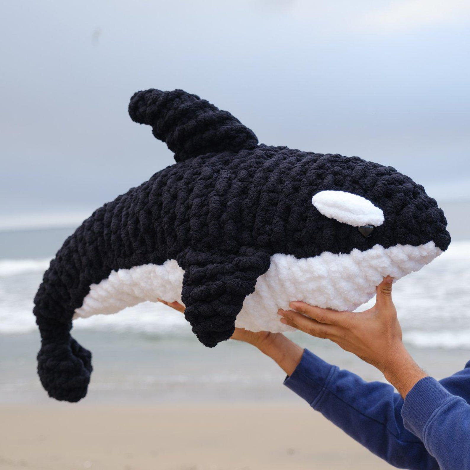 Crochet Orca Plushie Giant Hand-knit Soft Huggable Killer Whale Large ...