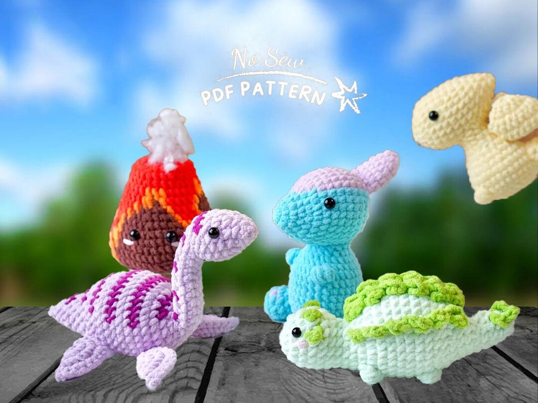 Crochet Dinosaurs Pattern Bundle, No Sew Crochet Pattern ...