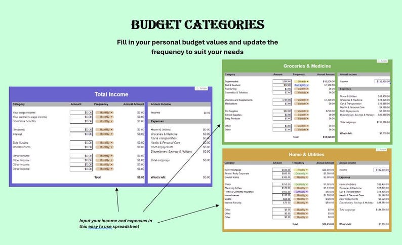 Simple Budget Template - Google Sheets - Weekly, Fortnightly, Monthly ...