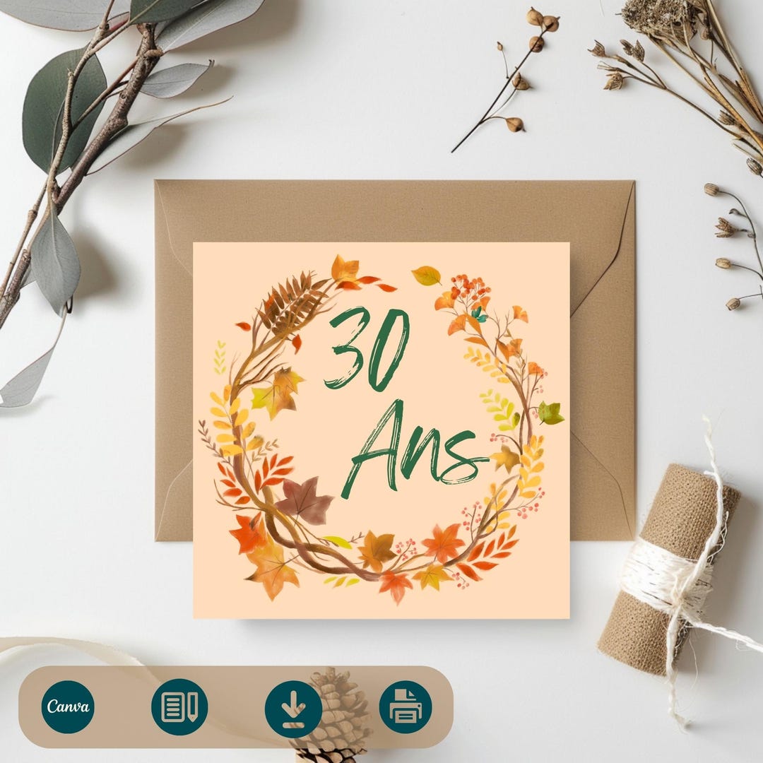 Carte Joyeux anniversaire, 30 ans, adulte avec message, personnalisable ...