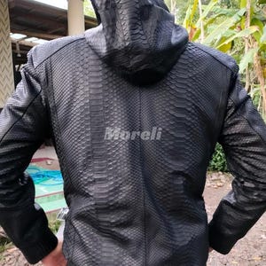 Handcrafted Python Leather Hoodie Jacket – Genuine Snakeskin for ...