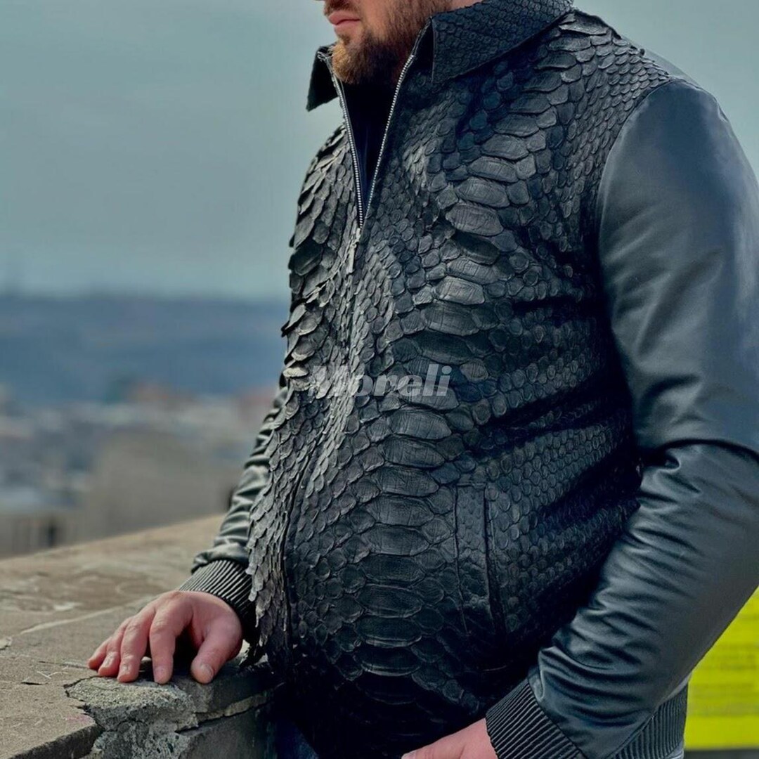 Handcrafted Python Leather Biker Jacket – Luxurious Exotic Skin Jacket ...