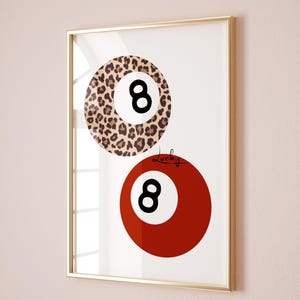 Leopard Wall Art Eight Ball Print Lucky Girl Decor, 8 Ball Print ...