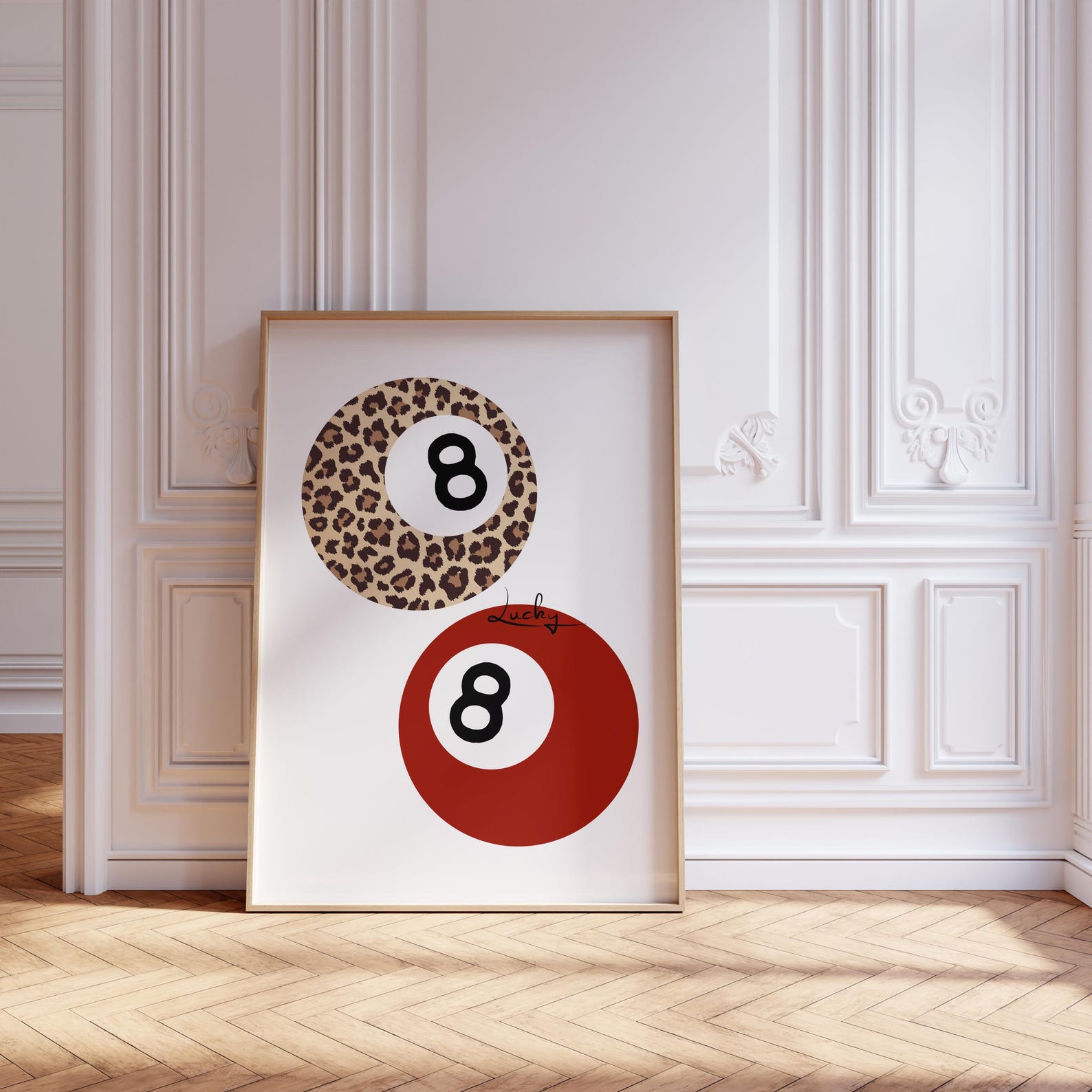 Leopard Wall Art Eight Ball Print Lucky Girl Decor, 8 Ball Print ...