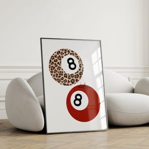 Leopard Wall Art Eight Ball Print Lucky Girl Decor, 8 Ball Print ...