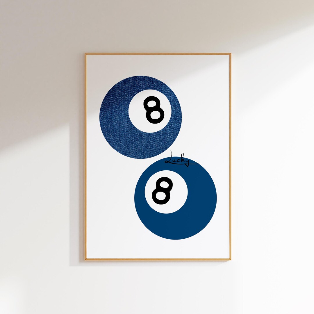 Eight Ball Print Navy Blue Wall Art Aesthetic Room Decor Y2k Poster ...