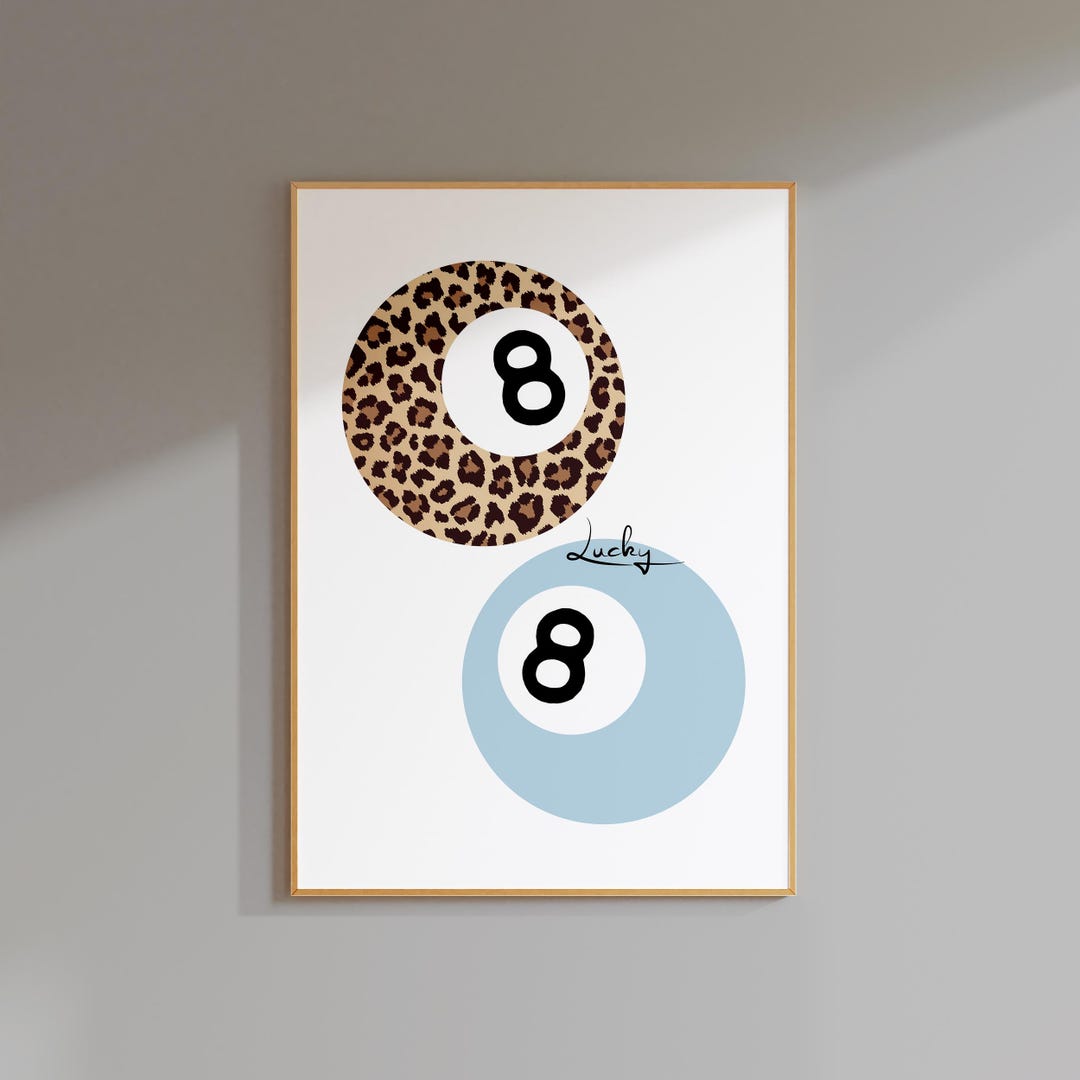 Leopard Wall Art Eight Ball Print Lucky Girl Decor, Lucky Girl Art ...