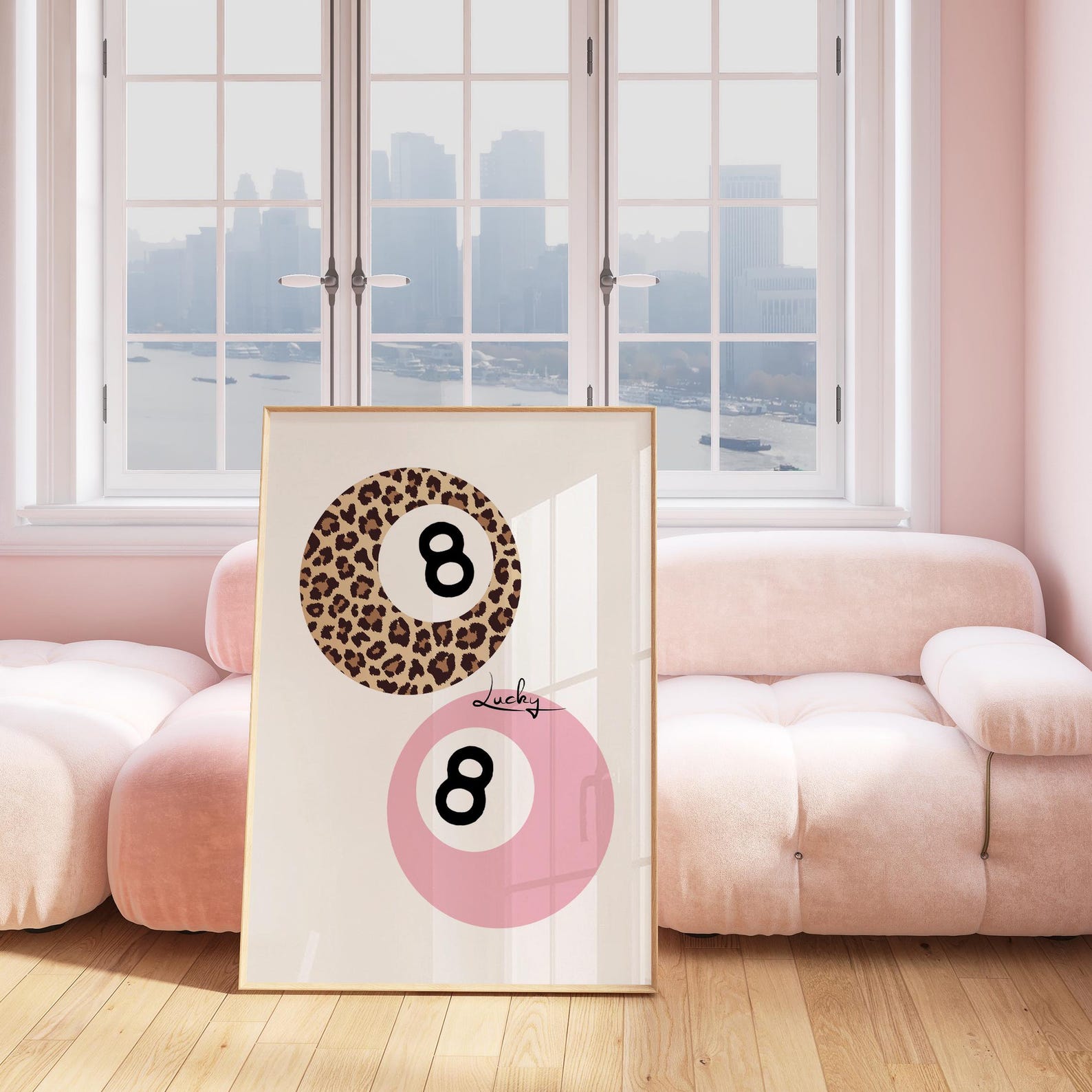 Lucky Girl Art Leopard Print Eight Ball Poster, Leopard Wall Art Eight ...