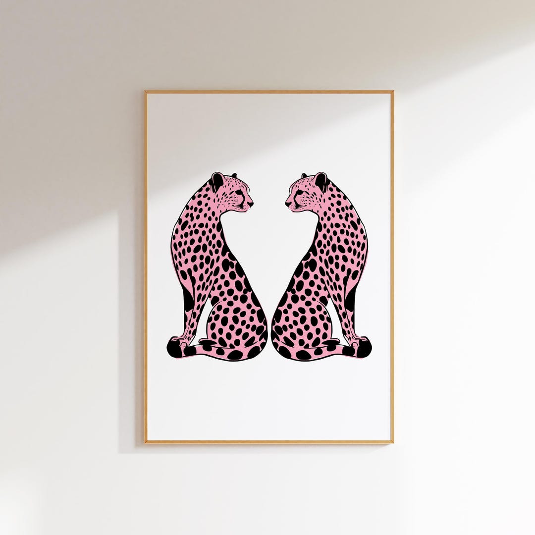 Cheetah Print Light Pink Wall Art for Dorm Room Decor Aesthetic Y2k ...