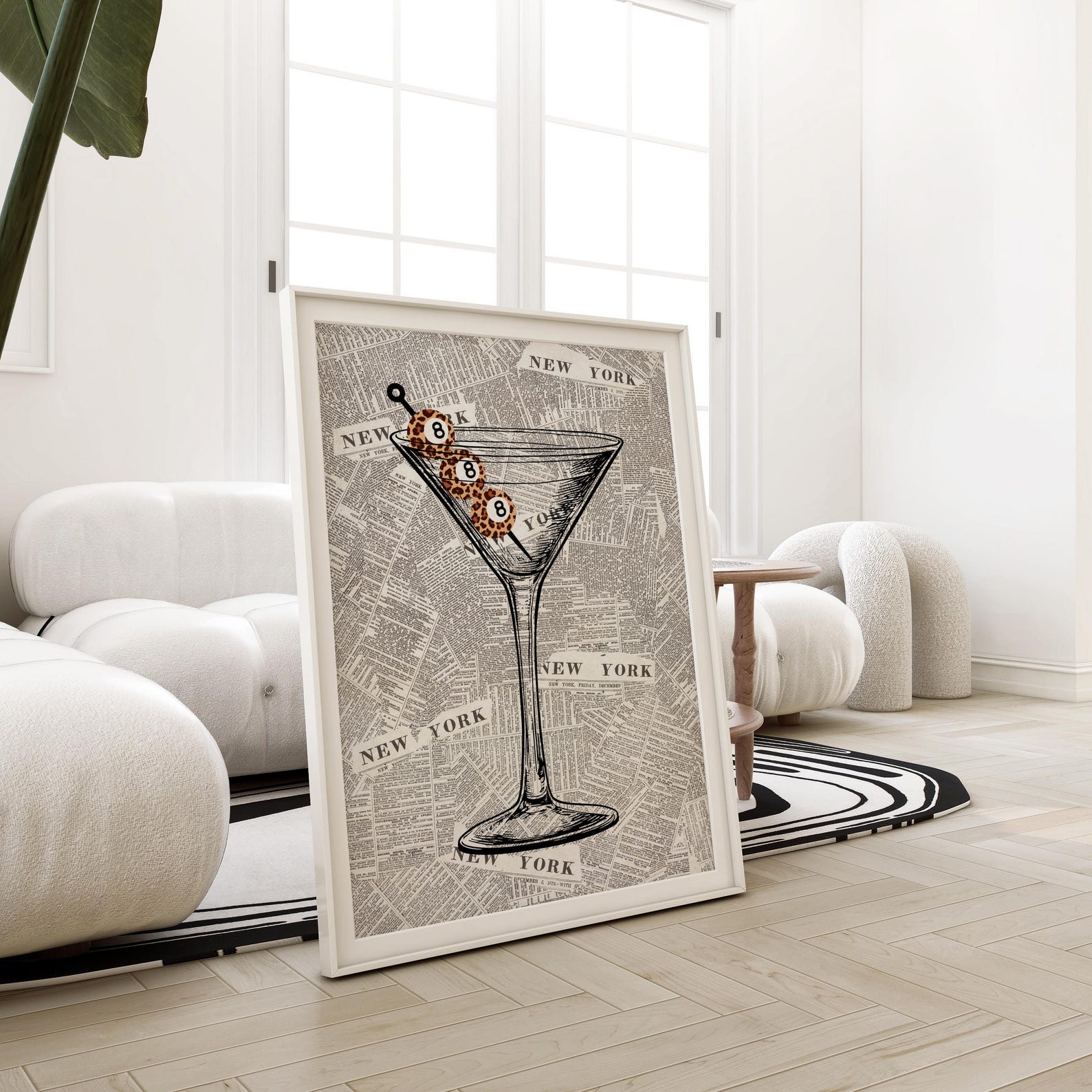 Trendy Wall Art Set of 3 Leopard Wall Art Eight Ball Poster Lucky Girl ...