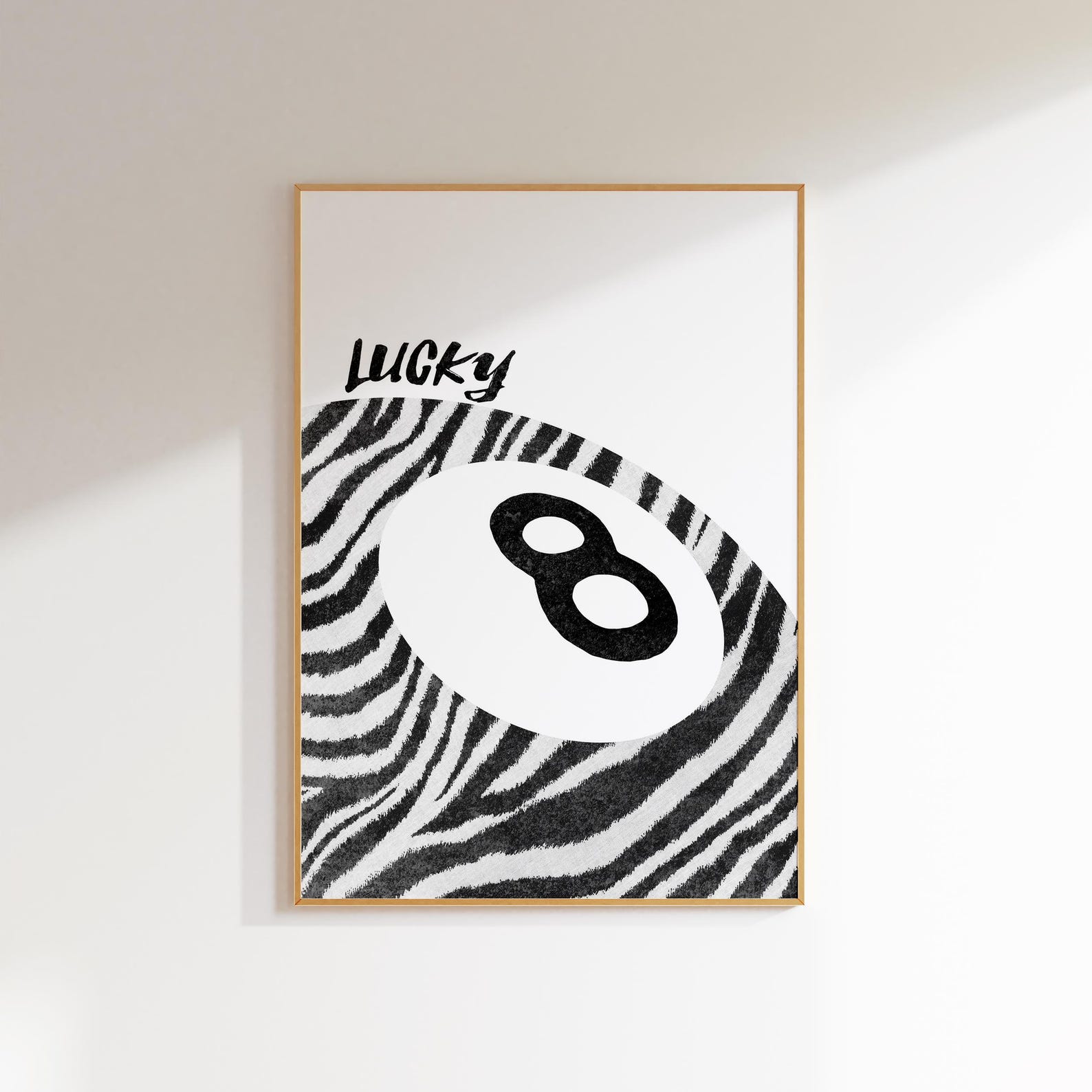 Eight Ball Poster Animal Print Lucky Girl Decor, Lucky Girl Art Eight ...