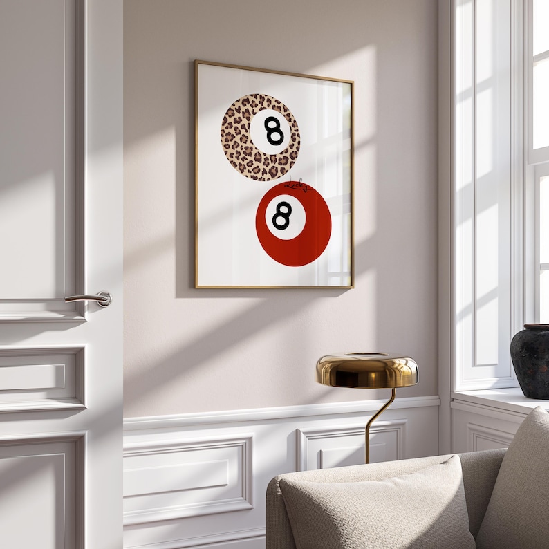 Leopard Wall Art Eight Ball Print Lucky Girl Decor, 8 Ball Print ...
