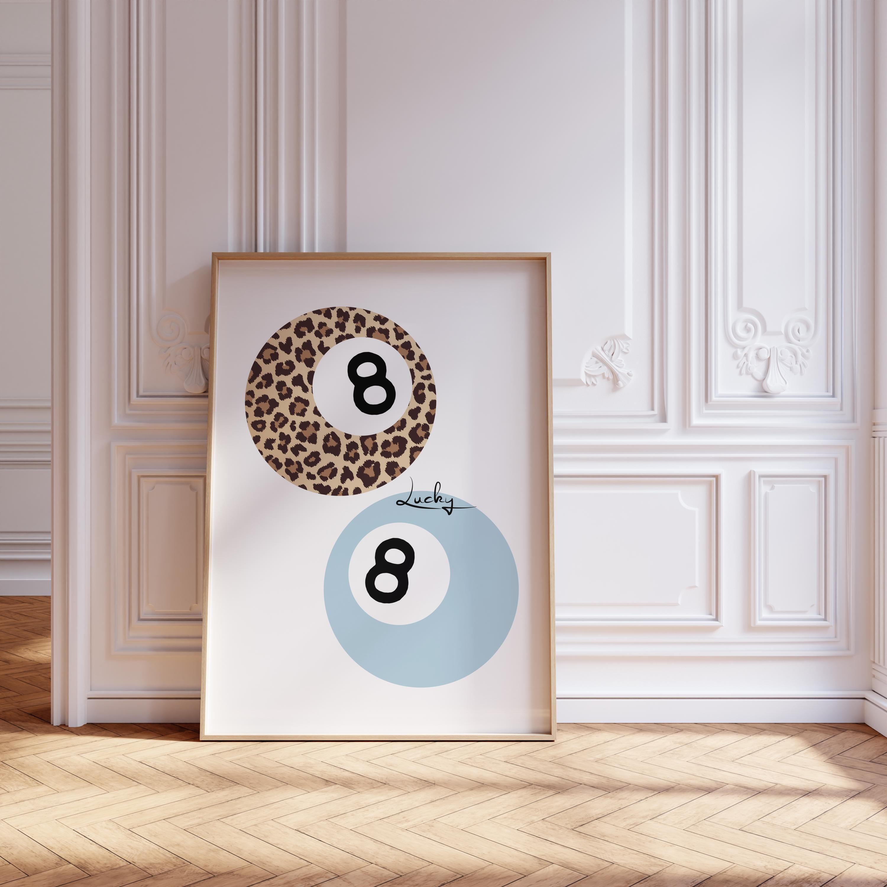 Leopard Wall Art Eight Ball Print Lucky Girl Decor, Lucky Girl Art ...