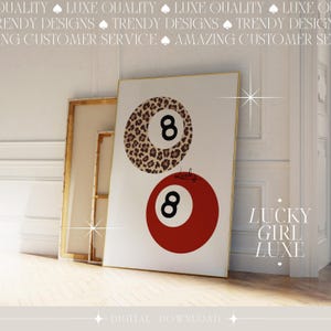 Leopard Wall Art Eight Ball Print Lucky Girl Decor, 8 Ball Print ...