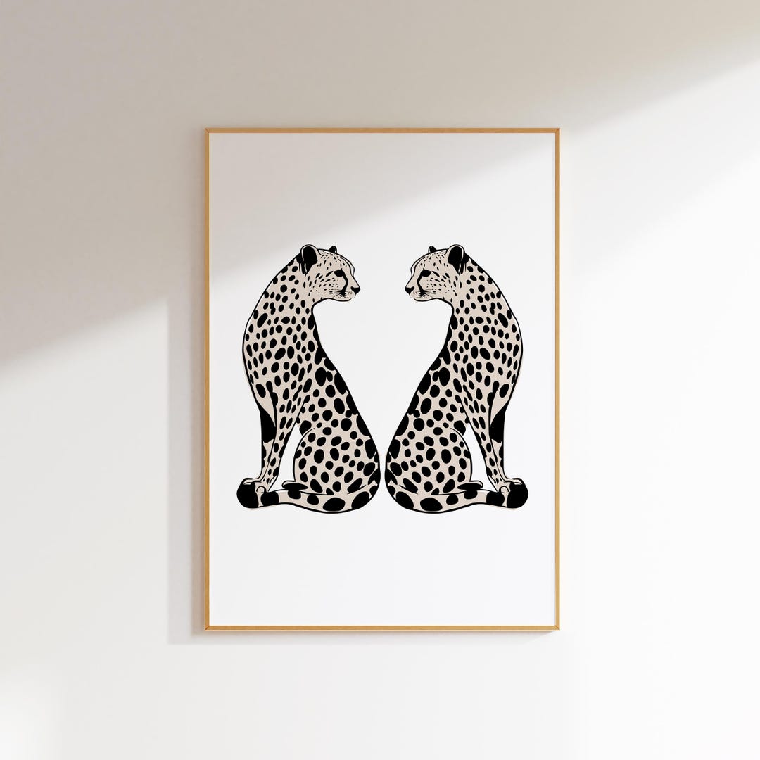 Cheetah Poster Neutral Wall Print Apartment Decor Aesthetic Print ...