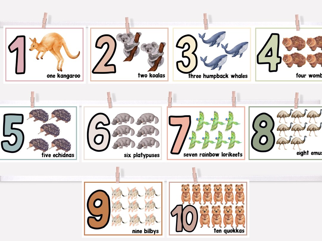 Australian Animal Counting Flashcards 1-10 Printable Learn to Count ...