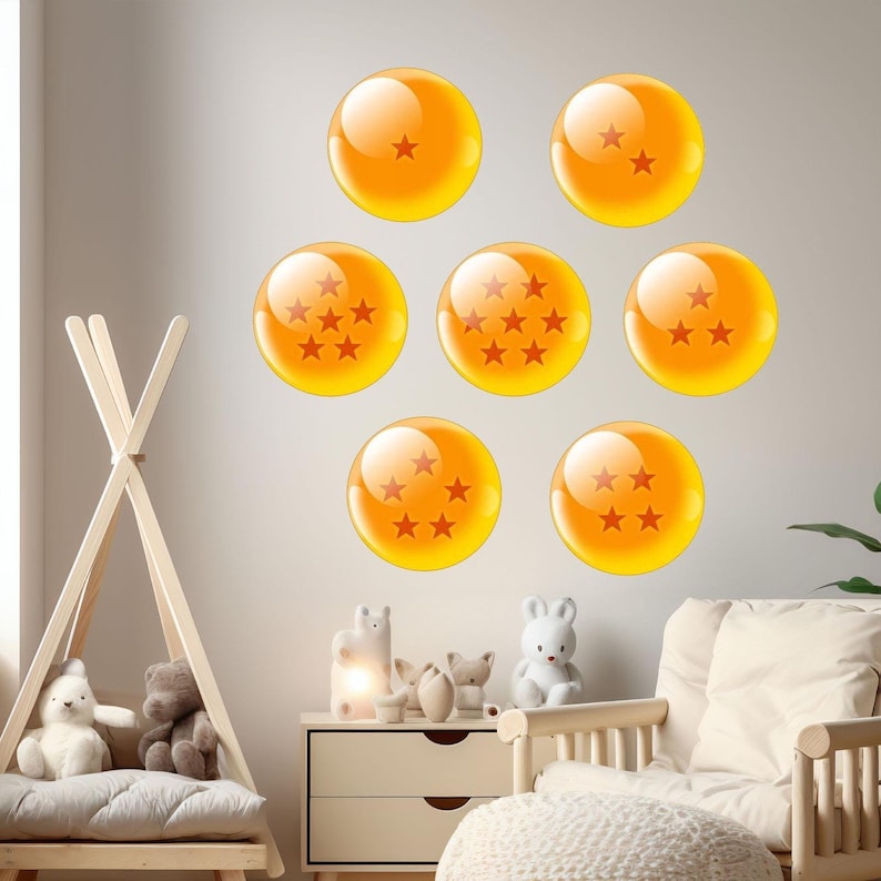 Dragon Ball: Dragon Balls Wall Decal Anime Room Decor, Boys Room Wall ...