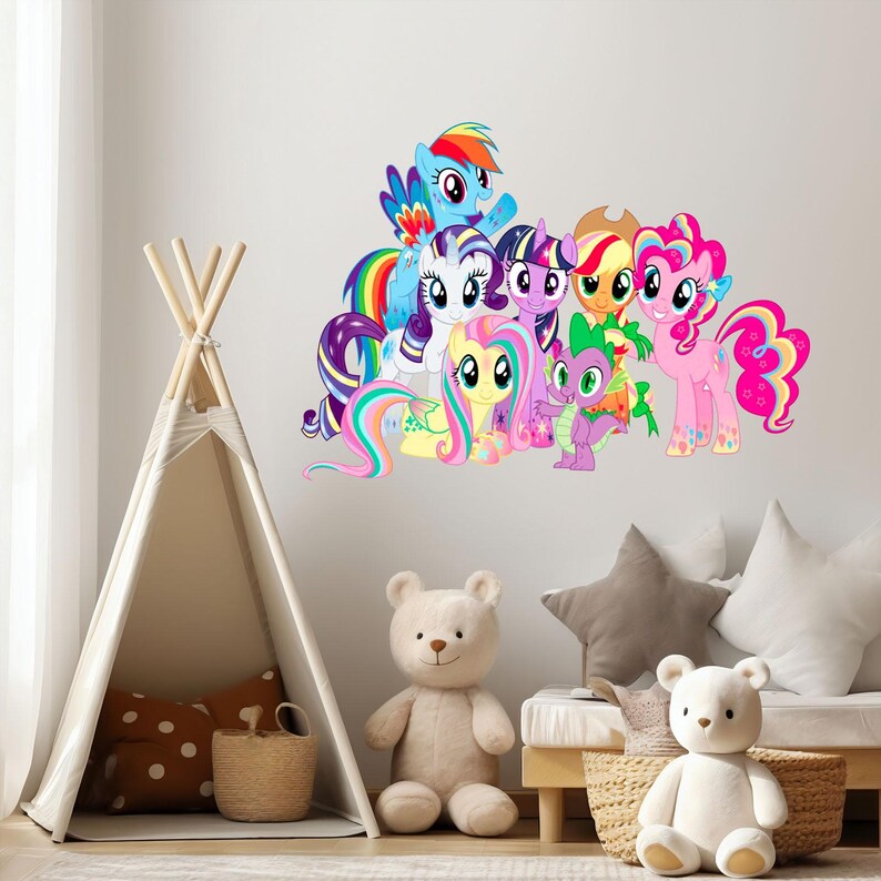My Little Pony Wall Decal Rainbow Dash, Pinkie Pie, Twilight Sparkle ...