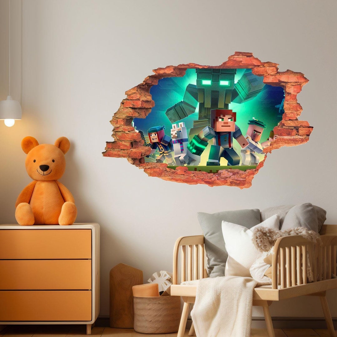 Minecraft Zombies and Warriors Wall Decals Video Game Wall Stickers for ...