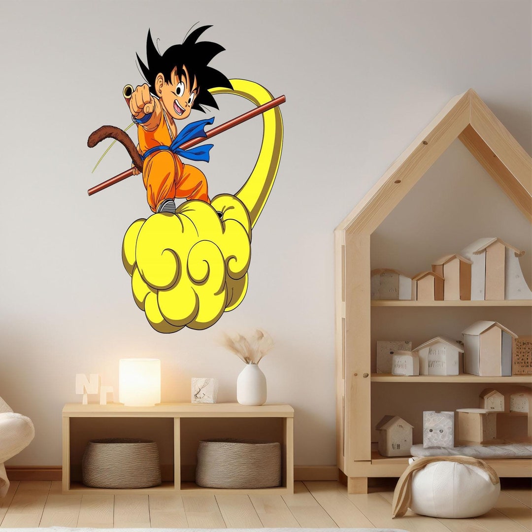 Dragon Ball: Young Goku on a Cloud Wall Decal Anime Room Decor, Boys ...