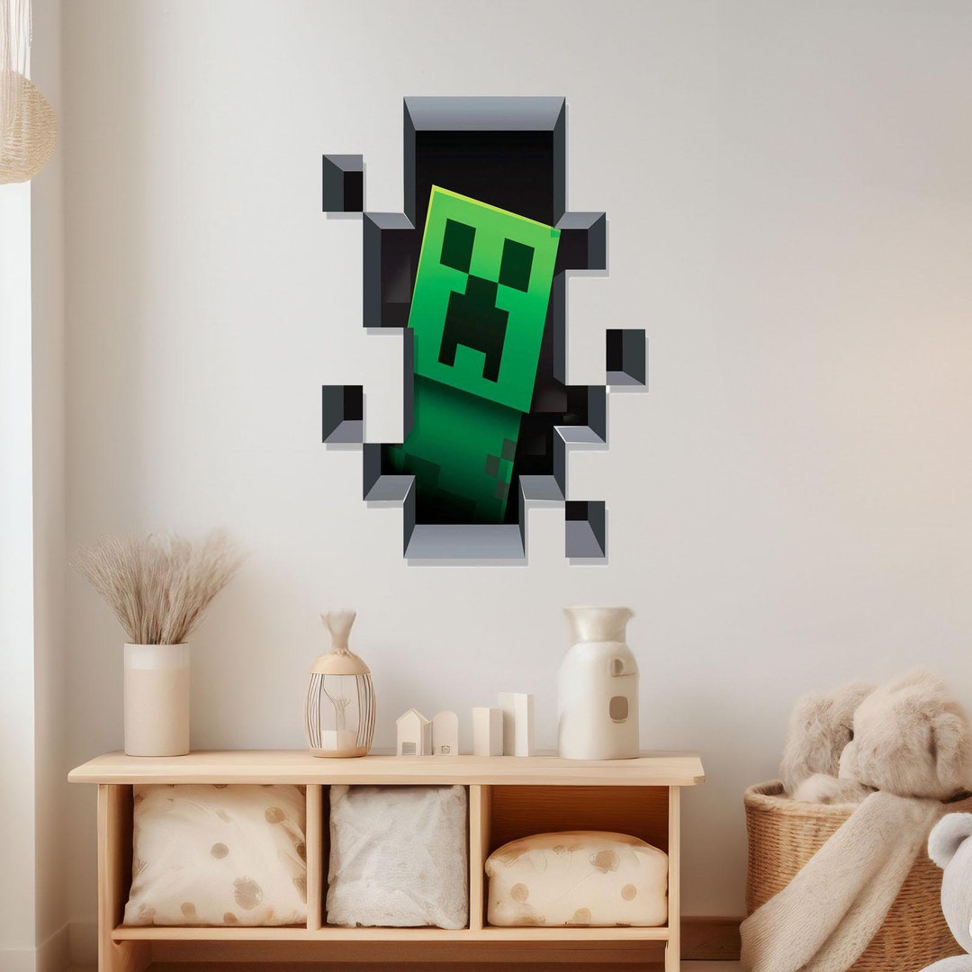 Minecraft Creeper Wall Decals Video Game Wall Stickers for Kids Room ...