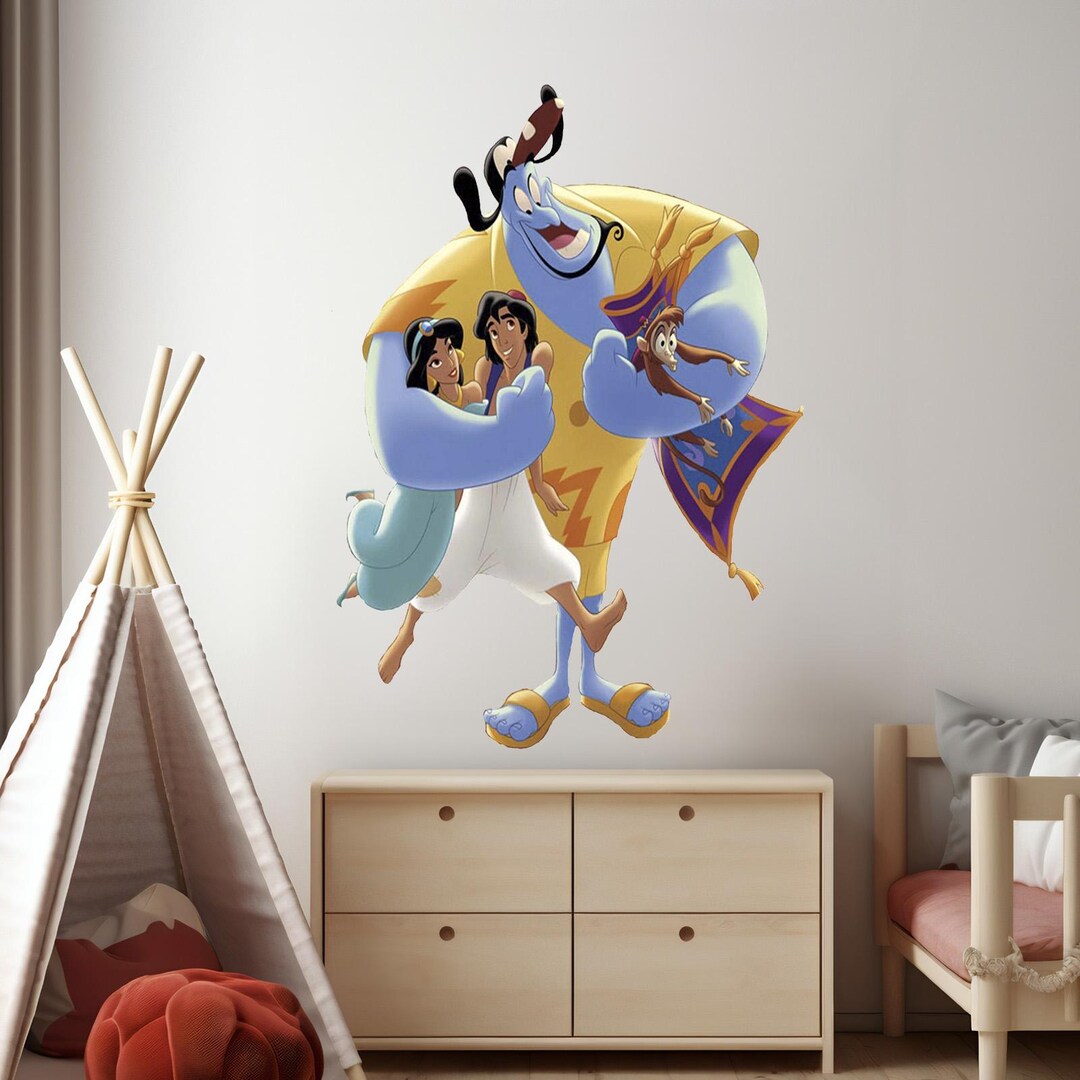 Aladdin Wall Decals Genie and Princess Jasmine for Nursery, Kids Room ...
