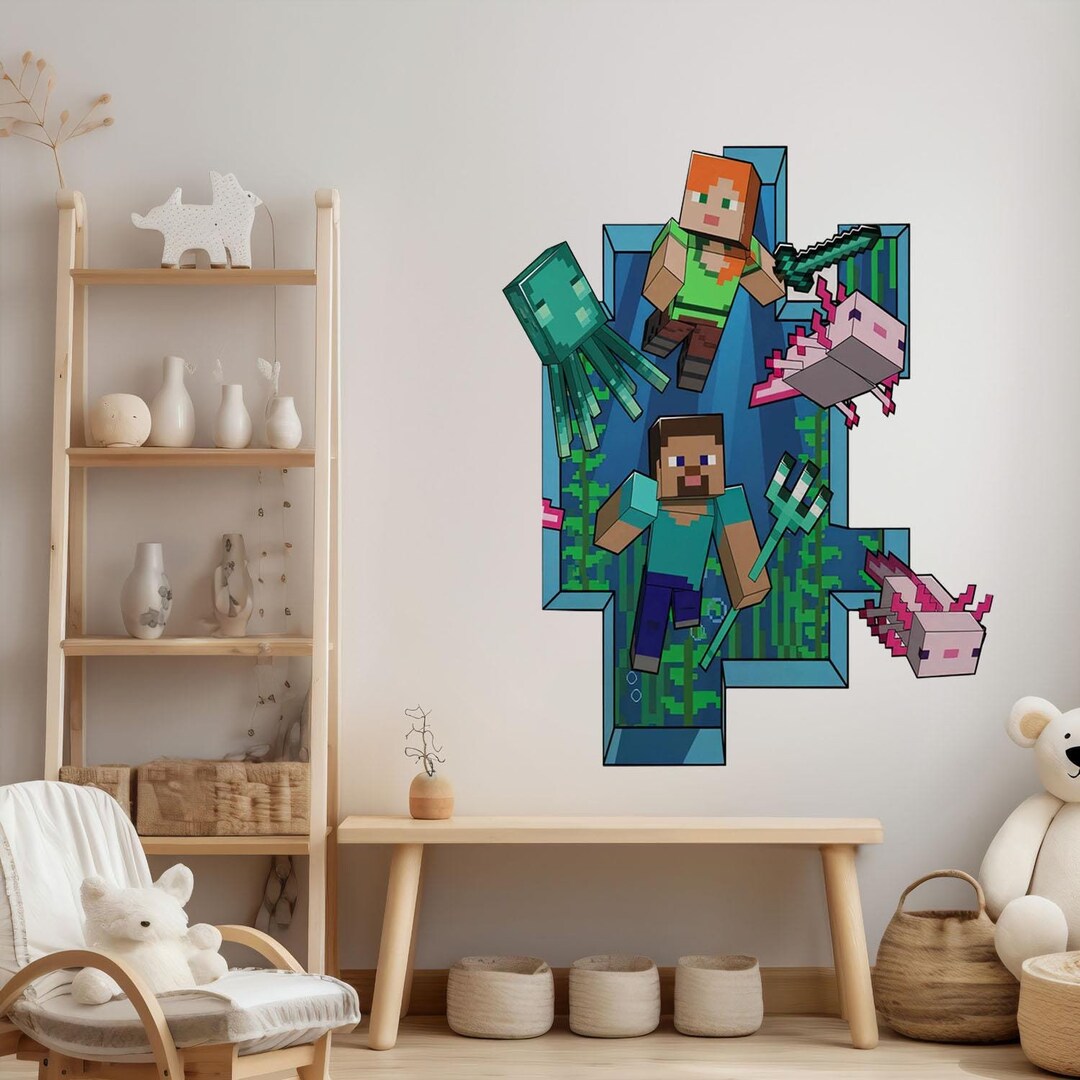 Minecraft Wall Decals for Kids Room Wall Sticker Kids Room Minecraft ...