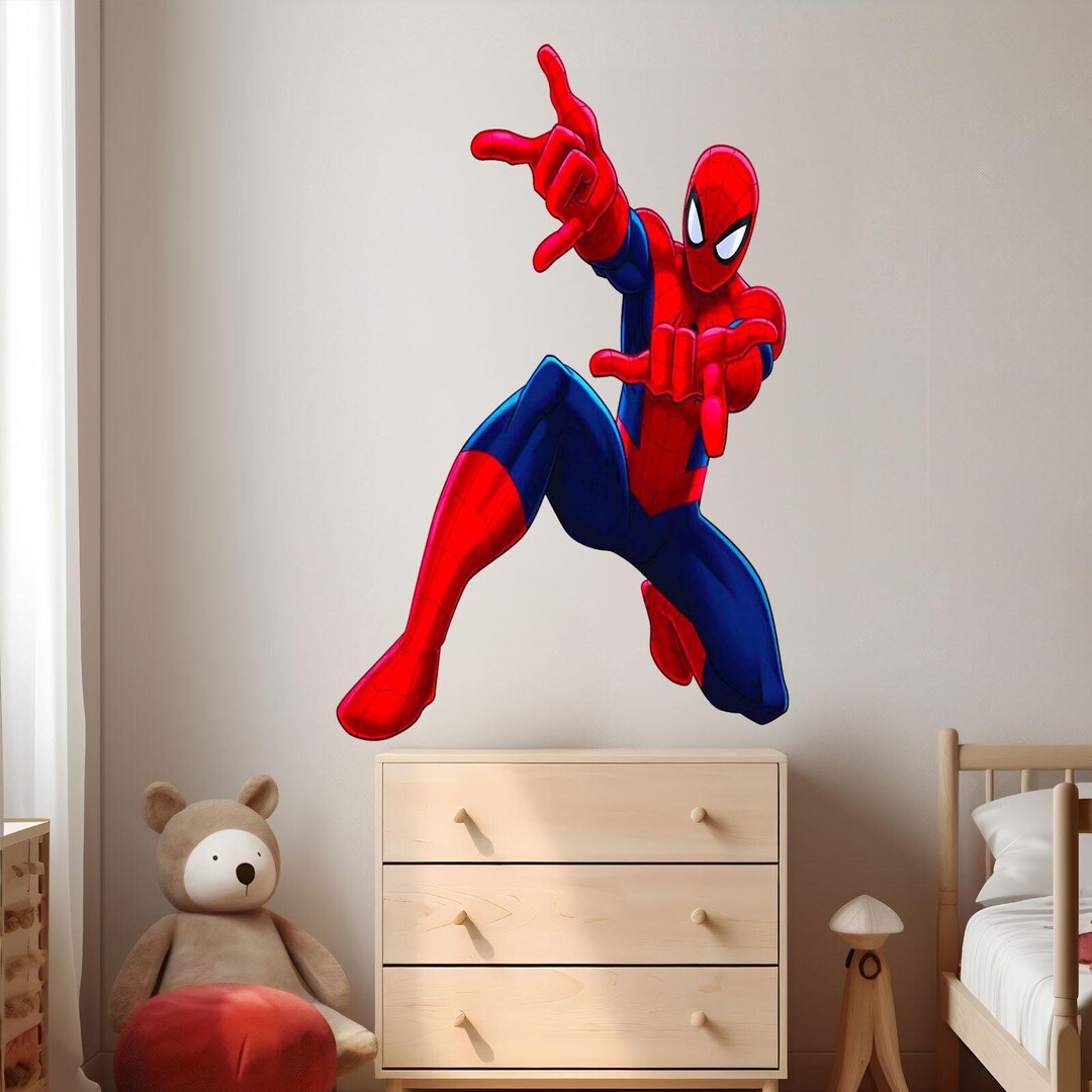 Spider-man Kneeling Pose Wall Decals Marvel Superhero Wall Stickers for ...