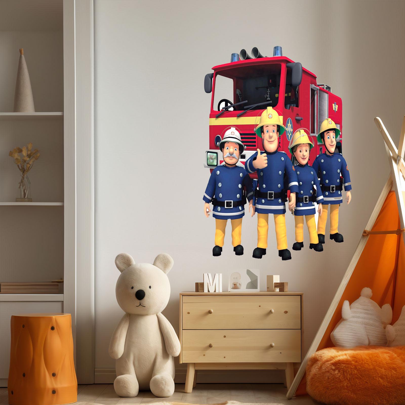 Fireman Sam With Fire Truck Wall Decals Kids Room Wall Stickers ...