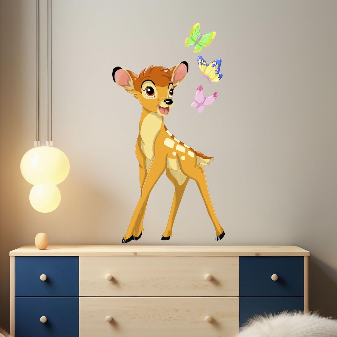 Bambi Wall Decals Bambi With Butterflies, Disney Animal Stickers for ...