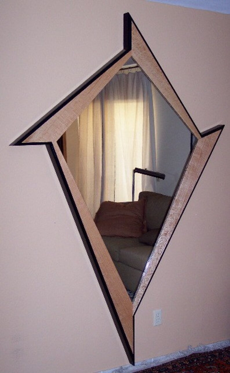 Tiger Oak and Black Laquer Kite Spike Mirror Frame - Etsy