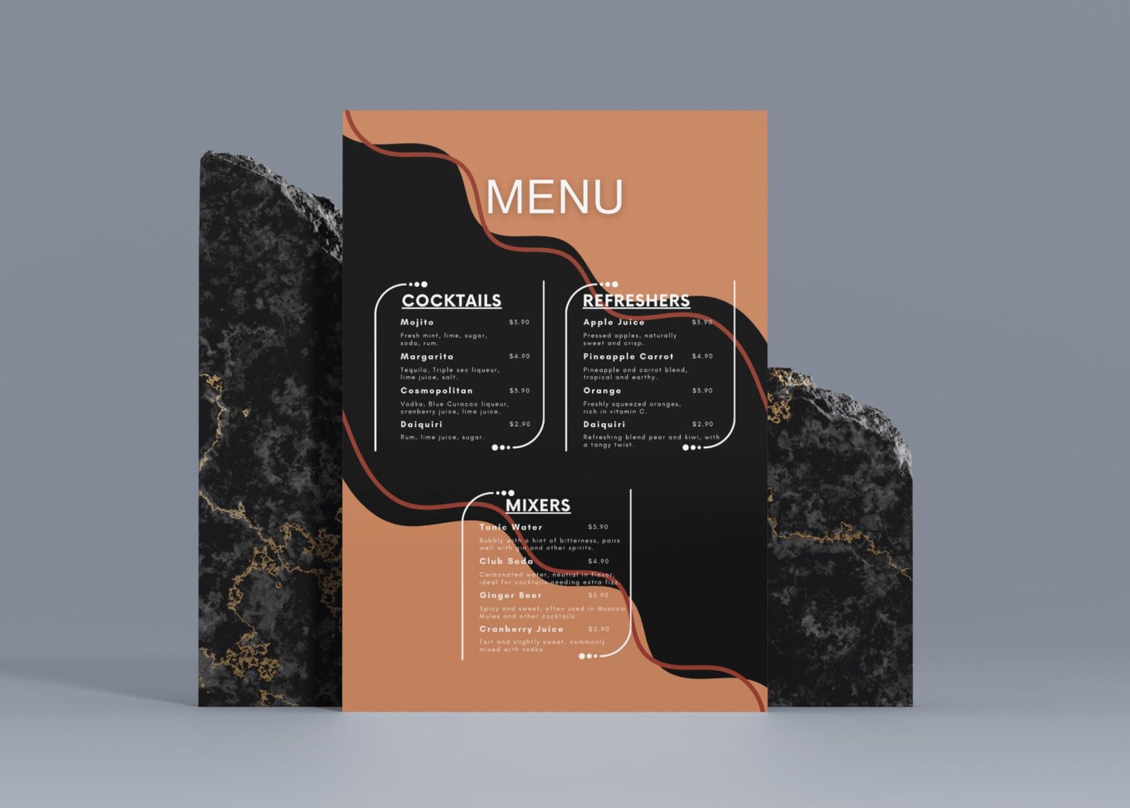Editable Bar Menu Template Modern Abstract Bar Menu , Wedding Drinks ...
