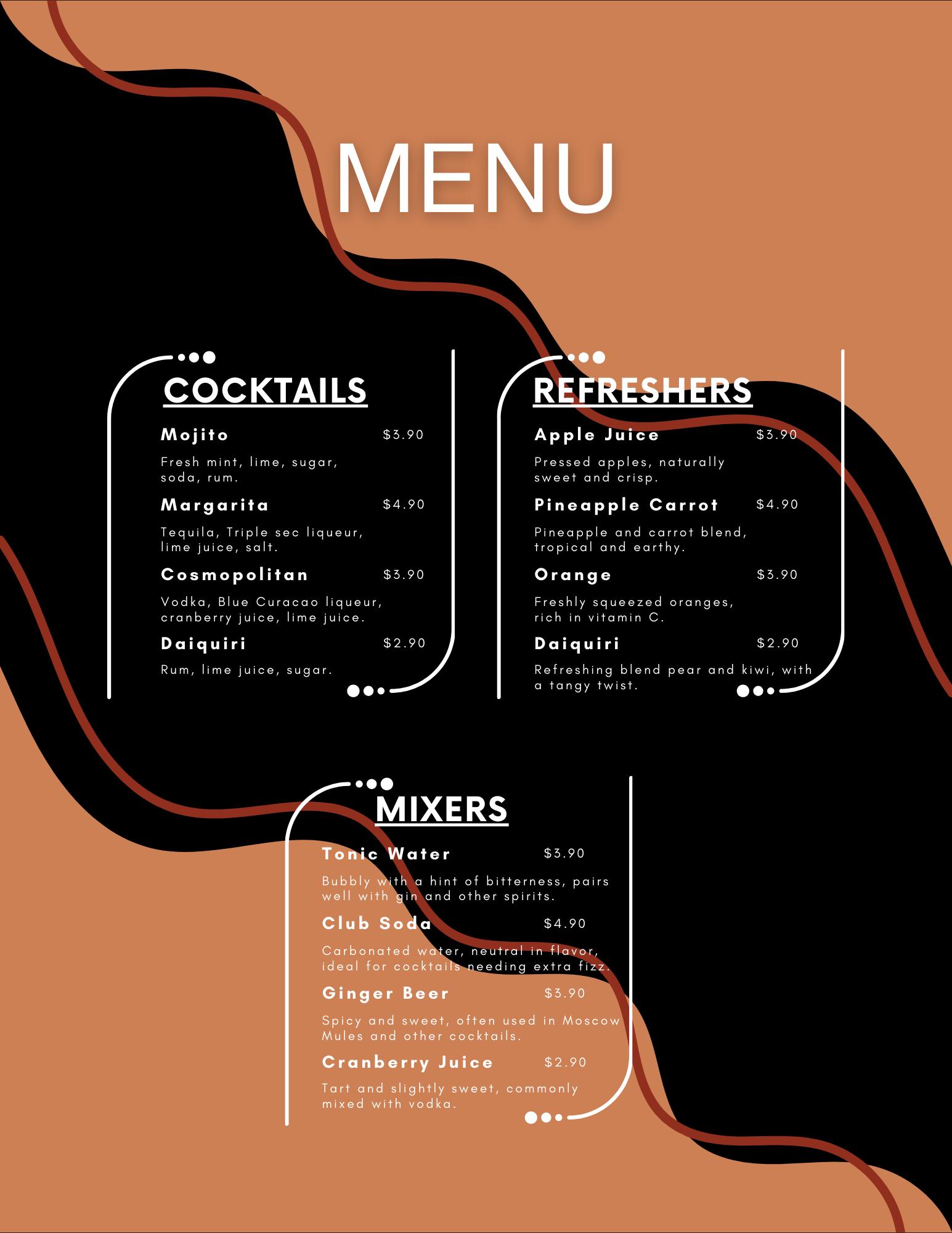 Editable Bar Menu Template Modern Abstract Bar Menu , Wedding Drinks Menu,minimalist Bar Menu ...