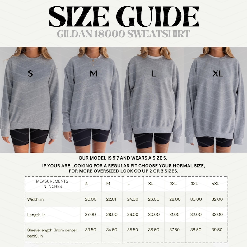 Gildan 18000 Size Chart, Unisex Gildan G180 18000 Oversized Grey ...