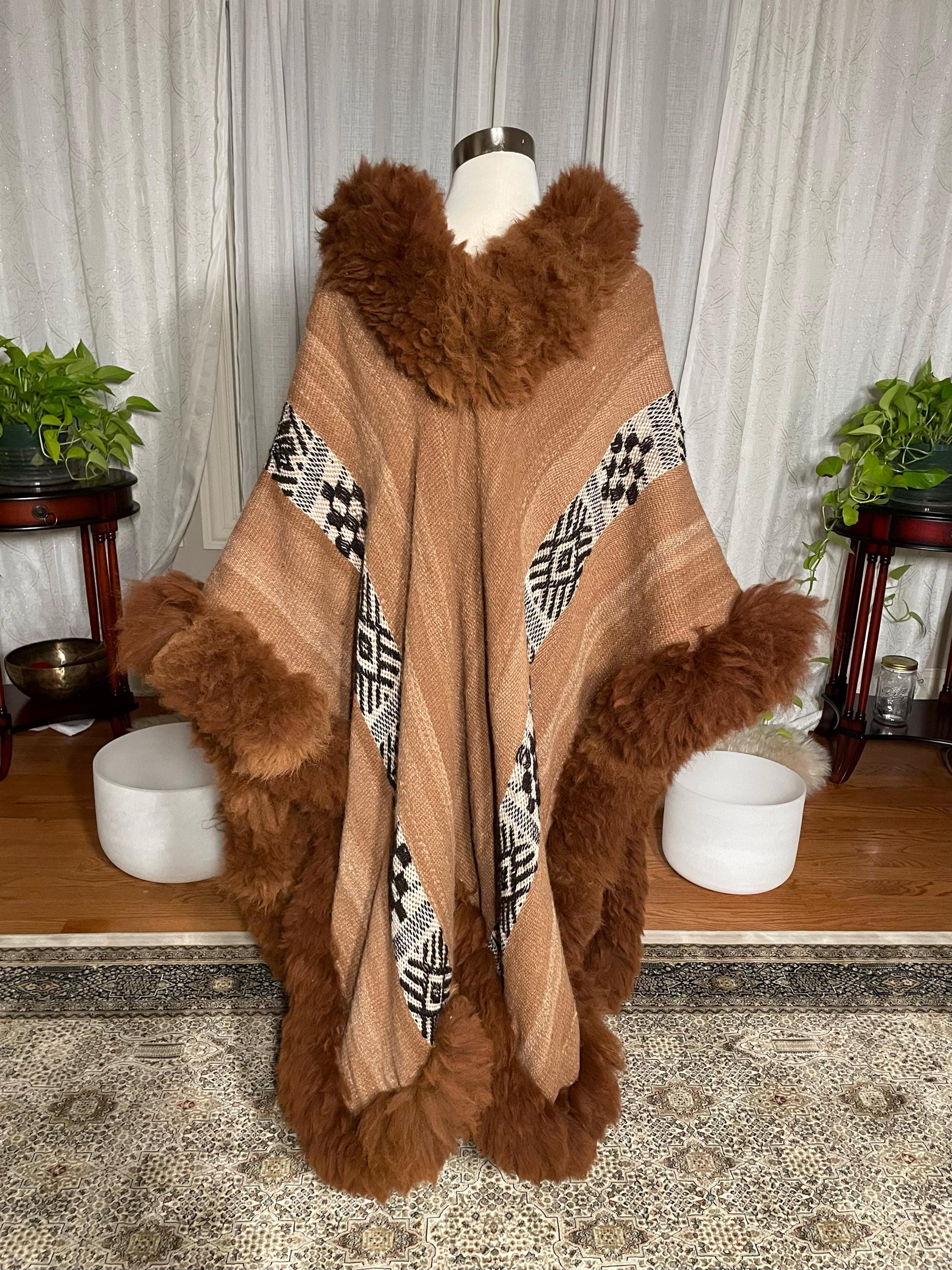 Alpaca Poncho From Peru. Authentic Alpaca Poncho Handwoven With Symbol ...