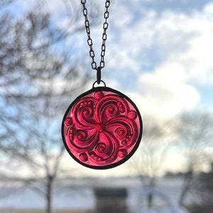 Berry Stained Glass Pendant, Soldered Glass Necklace, New - Etsy