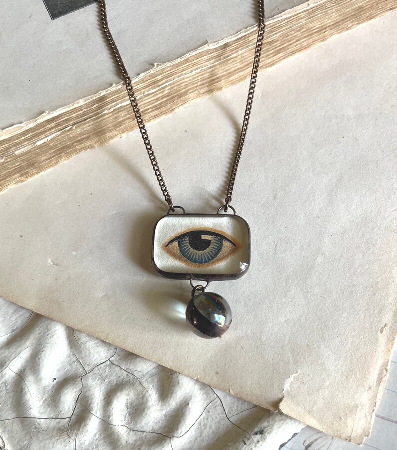 Minds Eye Vintage Eye Decal Glass Pendant Eye Necklace - Etsy
