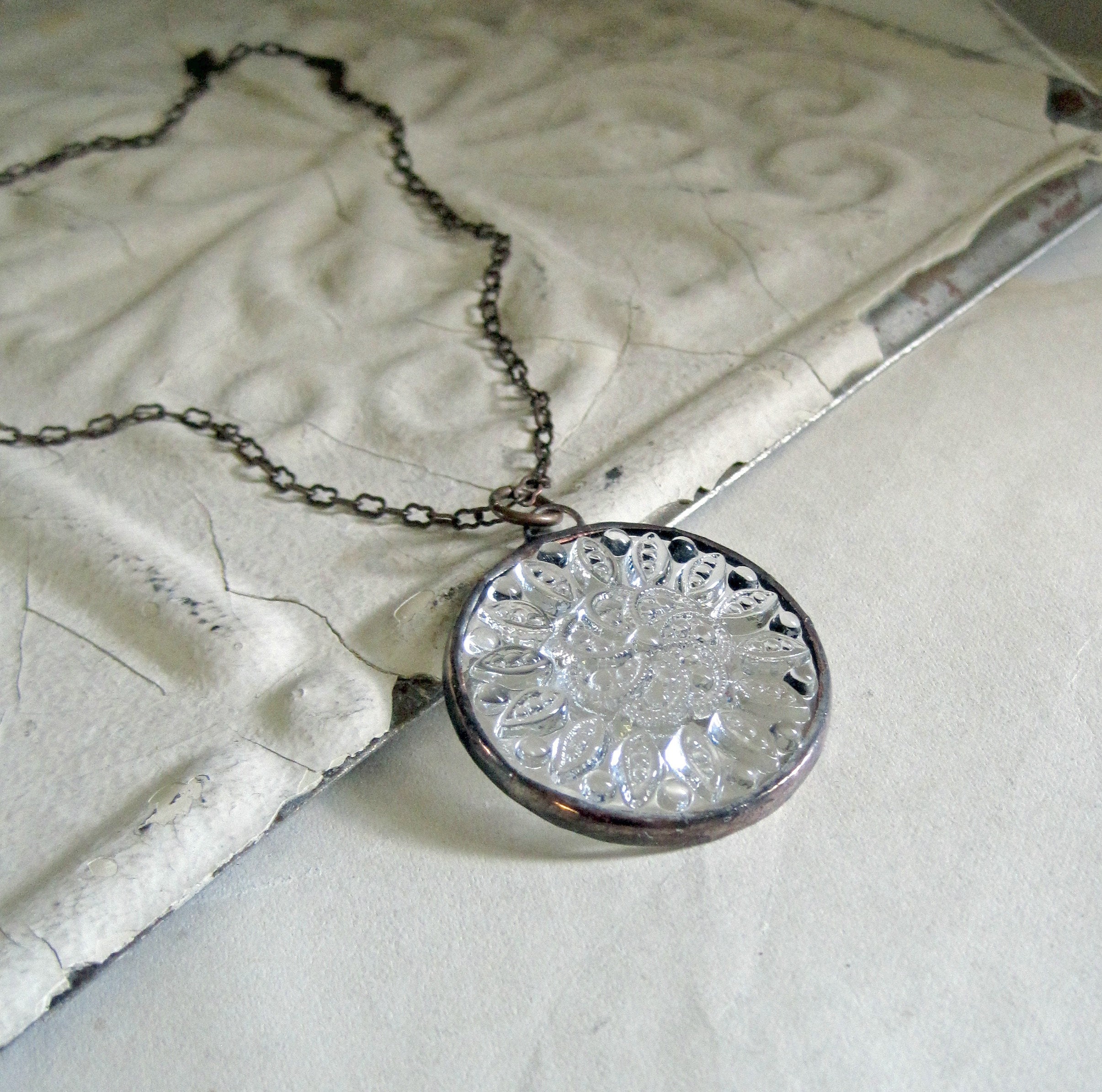 Victorian Glass Jewel Pendant Stained Glass Jewelry Long | Etsy