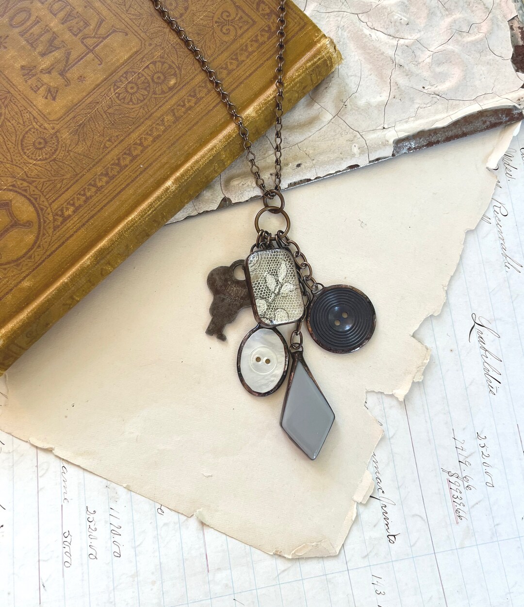 Key to the Past Upcycled Soldered Jewelry, Vintage Lucite Lace Key and ...