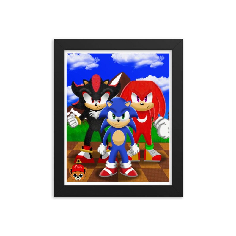 Framed Sonic Collage Poster - Etsy