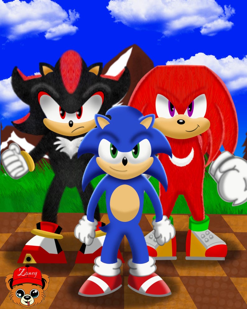 Framed Sonic Collage Poster - Etsy