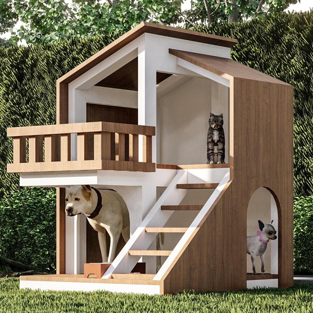 Dog House - Modern House Plan - 2 Floors W/ Ramp Covered Top | DIY Dog ...