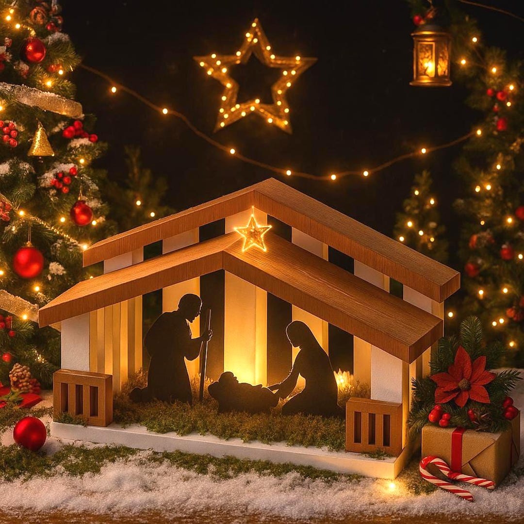DIY Rustic Nativity Manger Plan: Wooden Stable Building Instructions ...