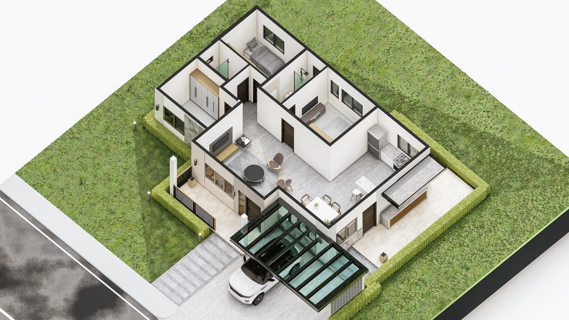 2d to 3d Floor Plan and Orthographic Perspective Rendered Perspective ...